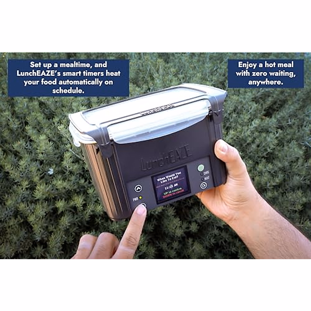 LunchEAZE Electric Lunch Box – Self-Heating, Cordless, Battery Powered Food Warmer for Work, Travel– 220°F Heat, BPA Free, Meal Prep Friendly with Bluetooth Connectivity