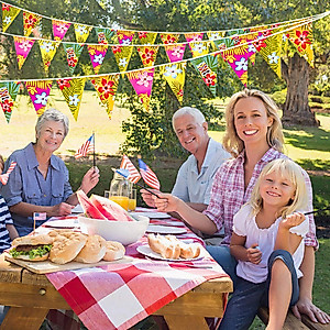 FEPITO 4 Pack Hawaiian Bunting Banner Luau Party Tropical Party Bunting Totally 12 Meters