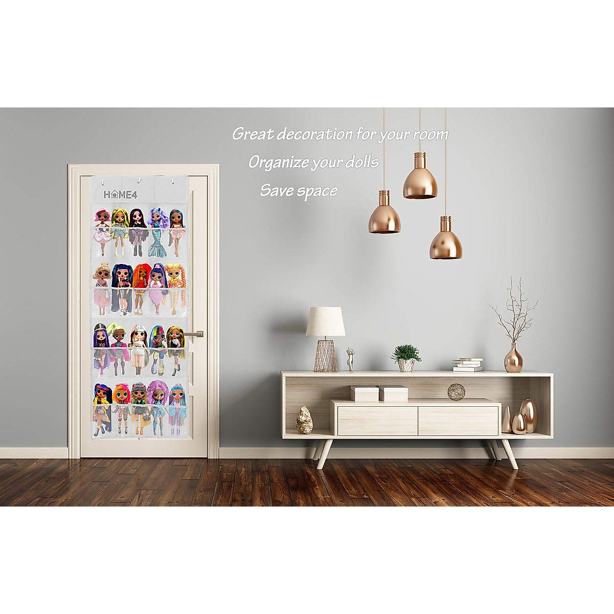 HOME4 Hanging Over The Door Storage Organizer Holder Compatible with Surprise Toys Dolls OMG Bar bie LOL (Clear)