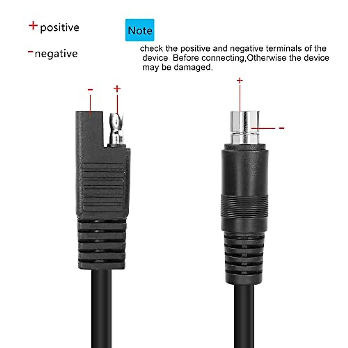 24V DC8mm to SAE Extension Cable DC 8.0mm x 2.0mm Male Plug to SAE Solar Adapter Connector Cable 14AWG for Car,Motorcycle,Solar Panel,Portable Generator,Solar Power Station Etc.