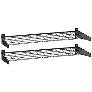 Hyloft 45-Inch X 15-Inch Steel Wall Shelf Storage Rack for Garage, Low-Profile Brackets, Max Shelf Load 200 Pounds, Hammertone, 2-Pack