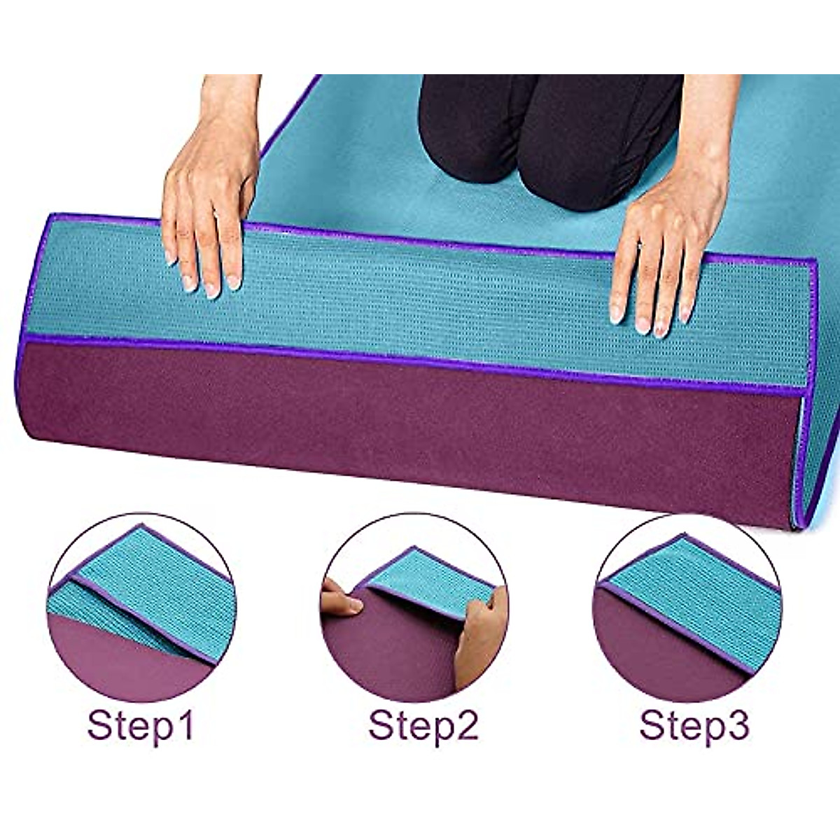 Heathyoga Yoga Sets - Yoga Blocks and Strap Set, Non Slip Yoga Towel with Silicone Coating Layer, Free Carry Bag and Spray Bottle