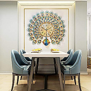 Crystal Living Room Clock Creative Personality Art Decoration Mute Quartz Hanging Clock,Home Decoration Peacock Wall Clock F 80x75cm(31x30inch)