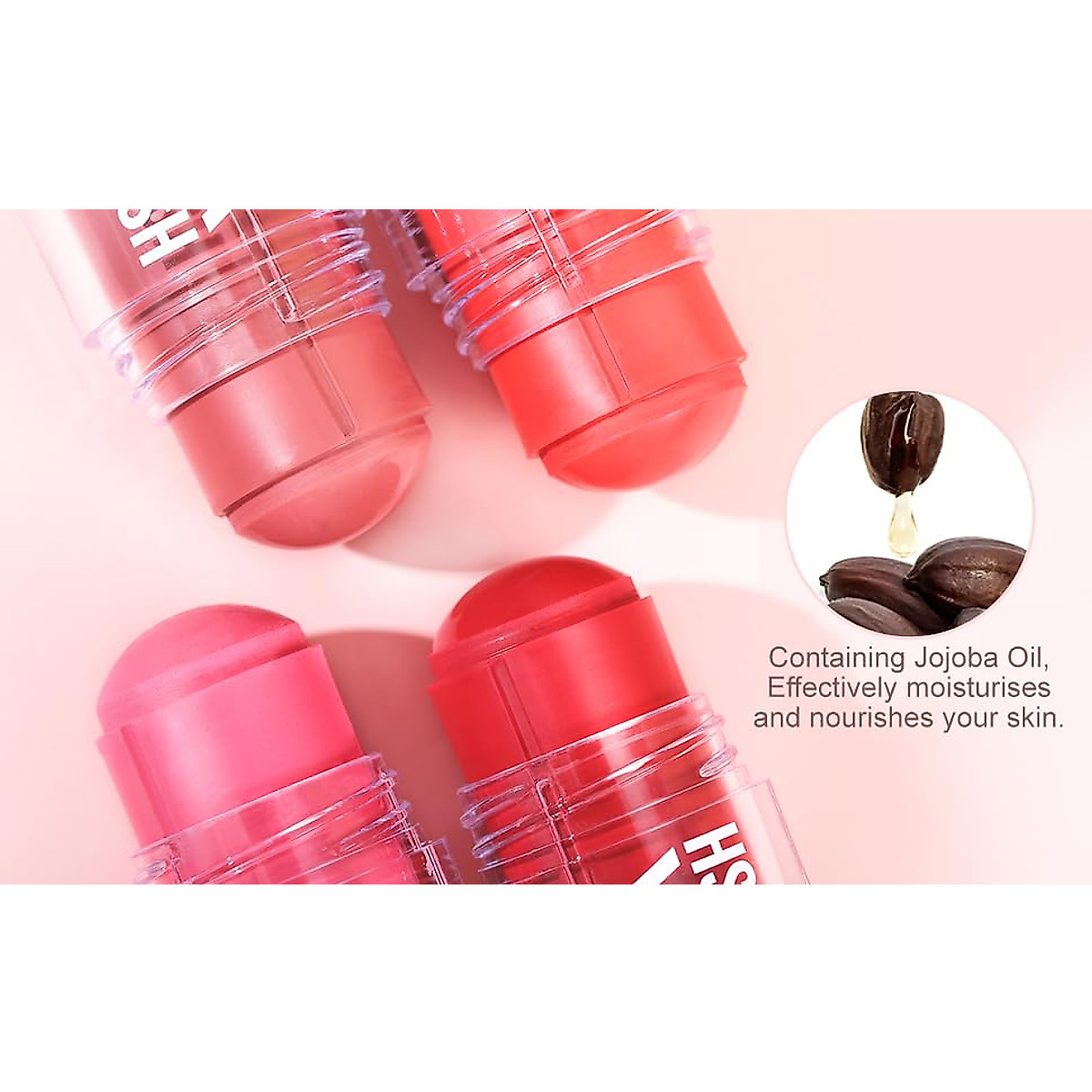 TINTARK Chubby Cream Blush Stick for Face Cheek Lip Eye, Light Translucent Color for Fair Skin, Velvet Mousse Texture, Natural Pink Magenta Peach Red Matte Makeup Blusher, Vegan Cruelty Free