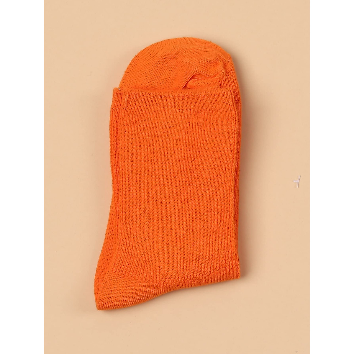 SHENHE Women's Ribbed Knit Cushioned Athletic Running Mid Calf Crew Socks Neon Orange One Size