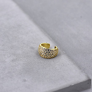 Thick Ear Cuff Earring 14K plated | CZ Ear Wrap Non Pierced Ear Cuff (Sold by 1 Single Cuff)
