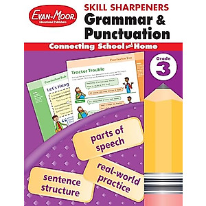 Evan-Moor Skill Sharpeners Grammar and Punctuation Workbook, Grade 3, Nouns, Verbs, Sentence Structure, Subject, Predicate, Language Handbook, Real-World Practice, Fun Activities, Homeschool, Practice