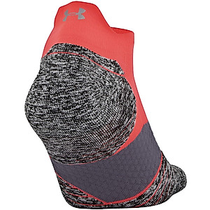 Under Armour Adult Run Cushion No Show Tab Socks, 1-Pair , Beta Red , Shoe Size: Mens 4-8, Womens 6-9