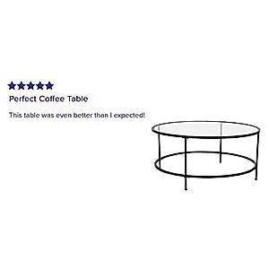 Flash Furniture Astoria Collection Round Coffee Table - Modern Clear Glass Coffee Table - Matte Gold Frame