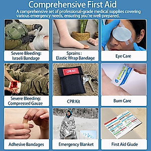 Besst Survivor Upgrade First Aid Kit -Premium Labelled Compartments Molle System Trauma Kits -Emergency Medical Kits for Car, Home, Hiking, Camping and Outdoor Emergencies -221 Pieces Set