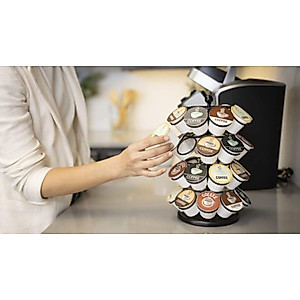 Nifty K Cup Holder – Compatible with K-Cups, Coffee Pod Carousel | 36 K Cup Holder, Spins 360-Degrees, Lazy Susan Platform, Modern Black Design, Home or Office Kitchen Counter Organizer