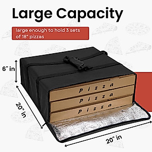 TOGETRUE Pizza Bag, Insulated Pizza Bags for Delivery Carry Hot, Large Pizza Food Delivery Bag for Doordash, Uber Eats, Pizza Warmer Bags for Personal Use, 20 x 20 (Basic Black)