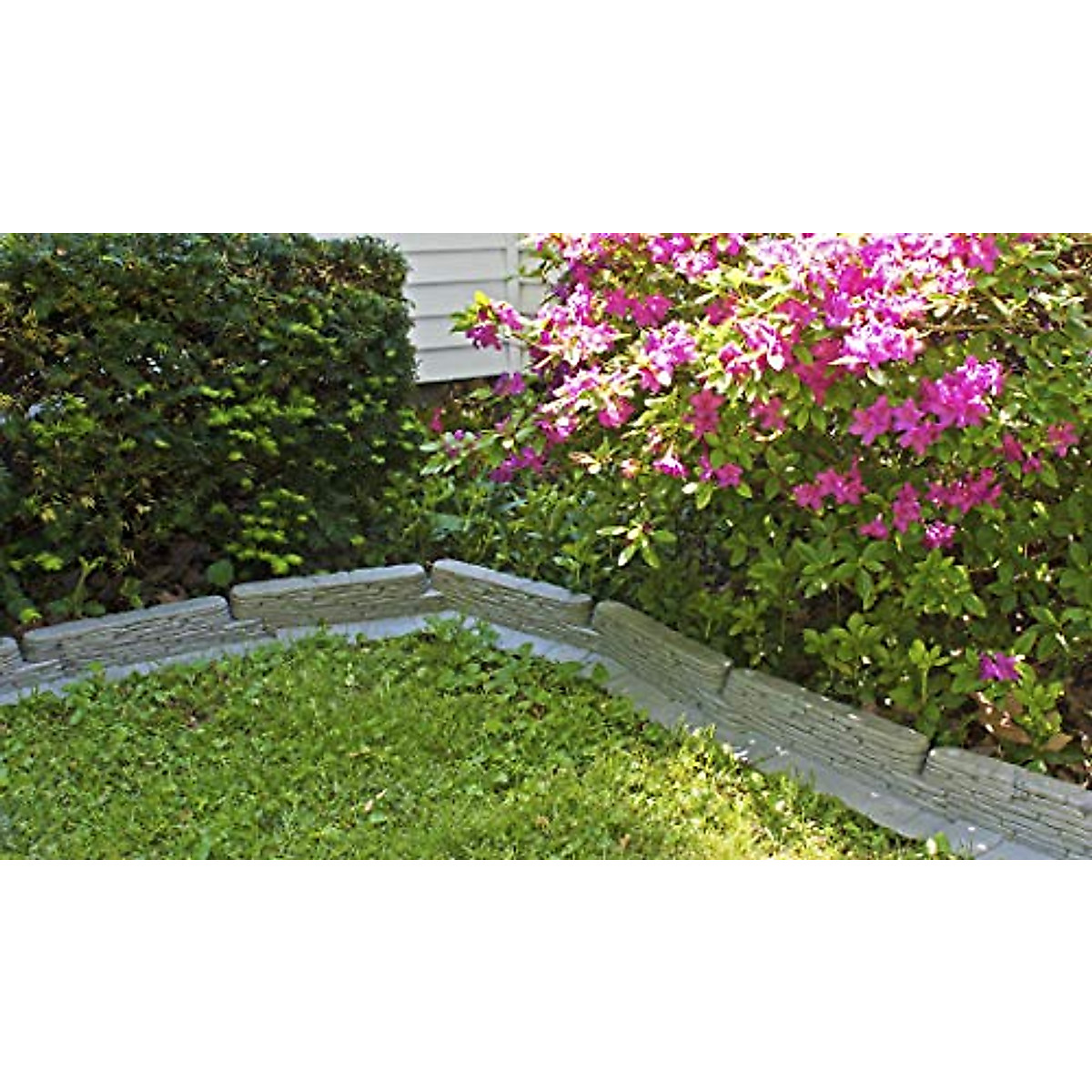 Emsco Group 2032HD Bedrocks Trim-Free Gray, 20 Feet – Natural Stacked Slate Design Garden Lawn Edging