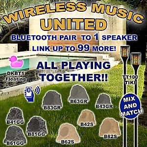 Theater Solutions TT100 Fully Wireless 120 Watt Rechargeable Battery Bluetooth Tiki Torch Speaker 2 Pack Lanterns Link Up to 99 Speakers Wirelessly, Black