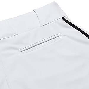 CHAMPRO Unisex-Youth Crown Open Bottom Piped Baseball Pants, White/Black, Small