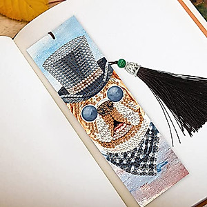 Pug Bookmark Diamond Painting Kit - pigpigboss 2 Pieces Diamond Painting Bookmark Set Gentleman Dog Bookmark Diamond Dots for Adult Glasses Dog Diamond Painting Art for Kid (21 X 6 CM)