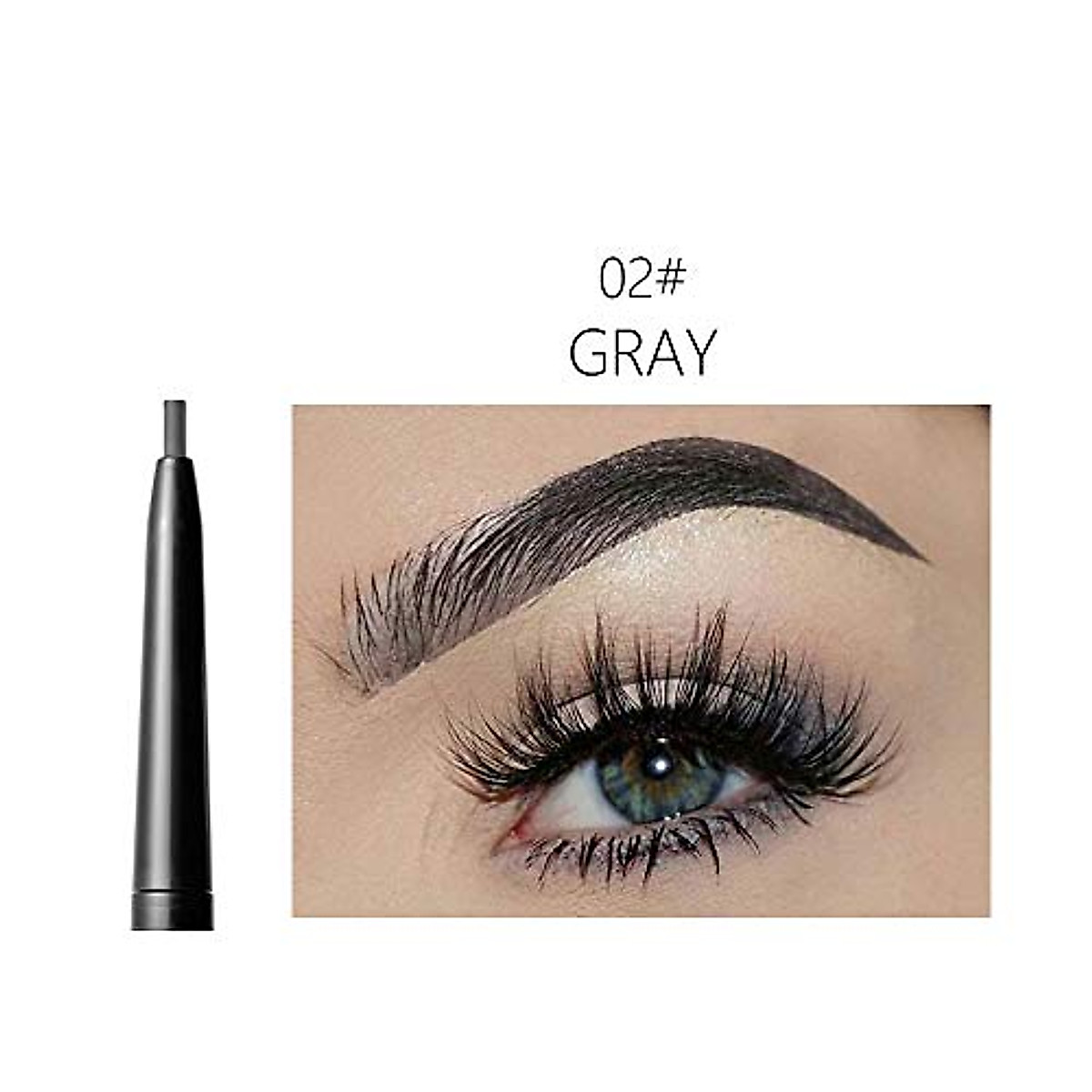 1.5mm ultra-fine eyebrow pencil automatic rotation eyebrow pencil,durable, sweat-proof and not easy to take off make-up, five colors available(02#Gray)