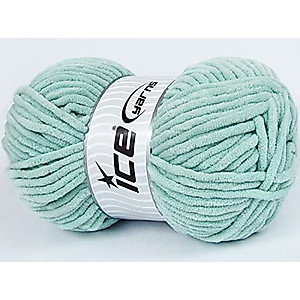 Lot of 4 x 100gr Skeins Ice Yarns Velvet Chenille Yarn Mint Green