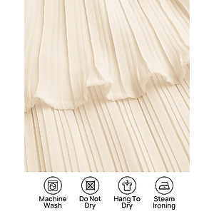 ZESICA Women's 2025 Long Sleeve Crew Neck Ruffle Tiered Layered Chiffon Flowy Swing 2025 Long Midi Dress,Apricot,Large