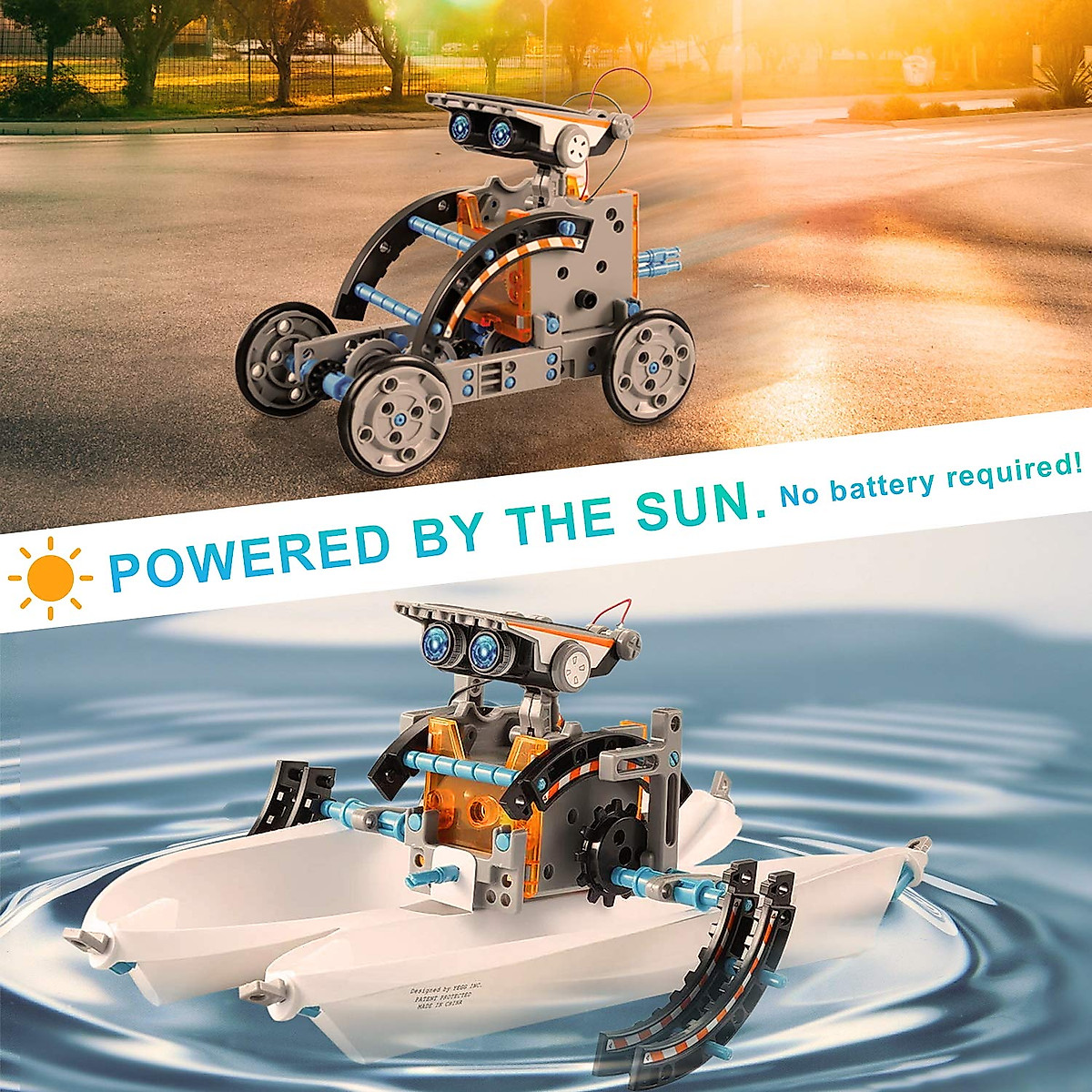 mababa 12-in-1 Solar Robot Building Kit for Kids, STEM Educational Creation 190-Piece Kit with Solar Powered Motorized Engine and Gears for Boys and Girls Ages 8-12.