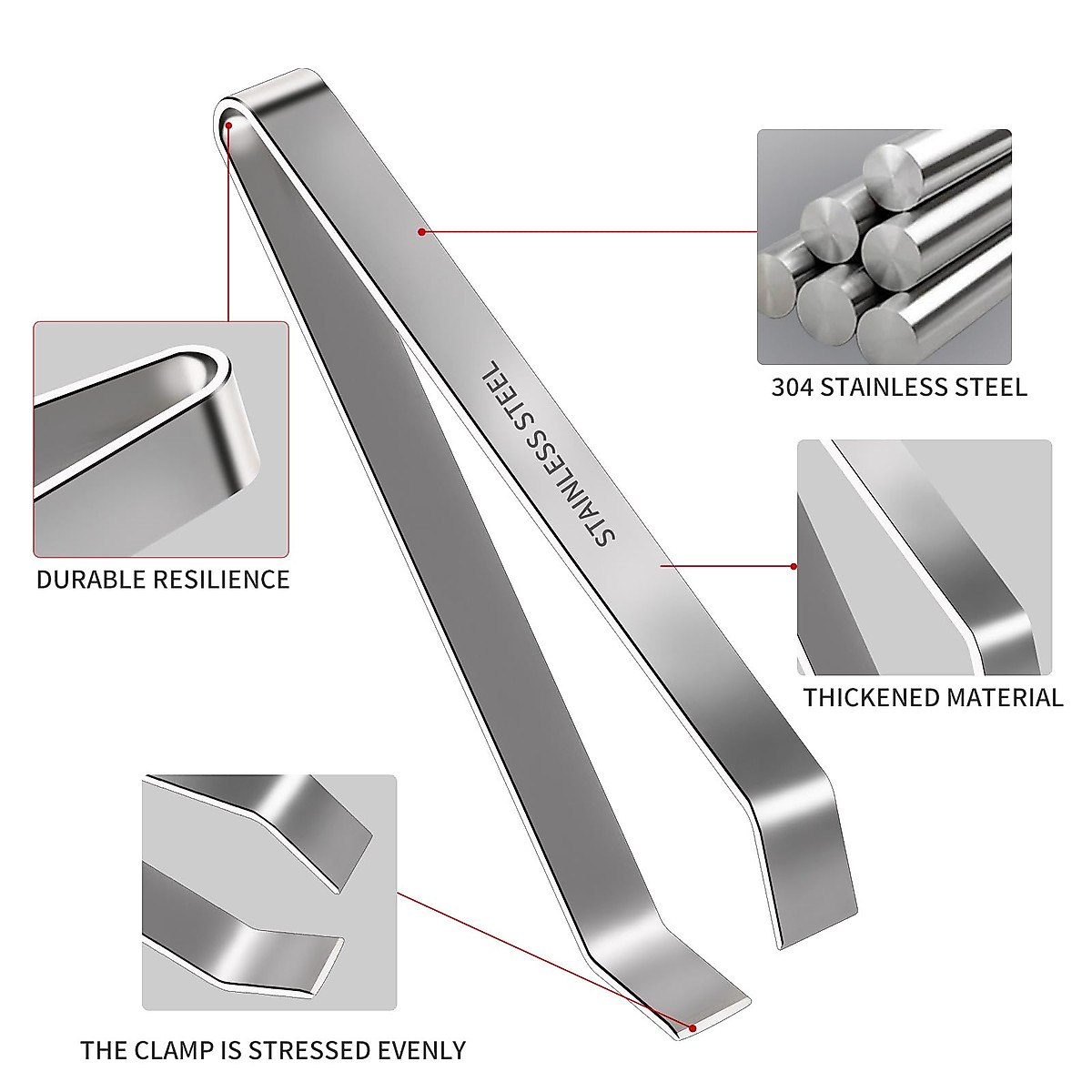 Fish Bone Tweezers 2 Pcs, Professional Stainless Steel Flat and Slant Pliers Set for Kitchen Salmon Trout (4.6")