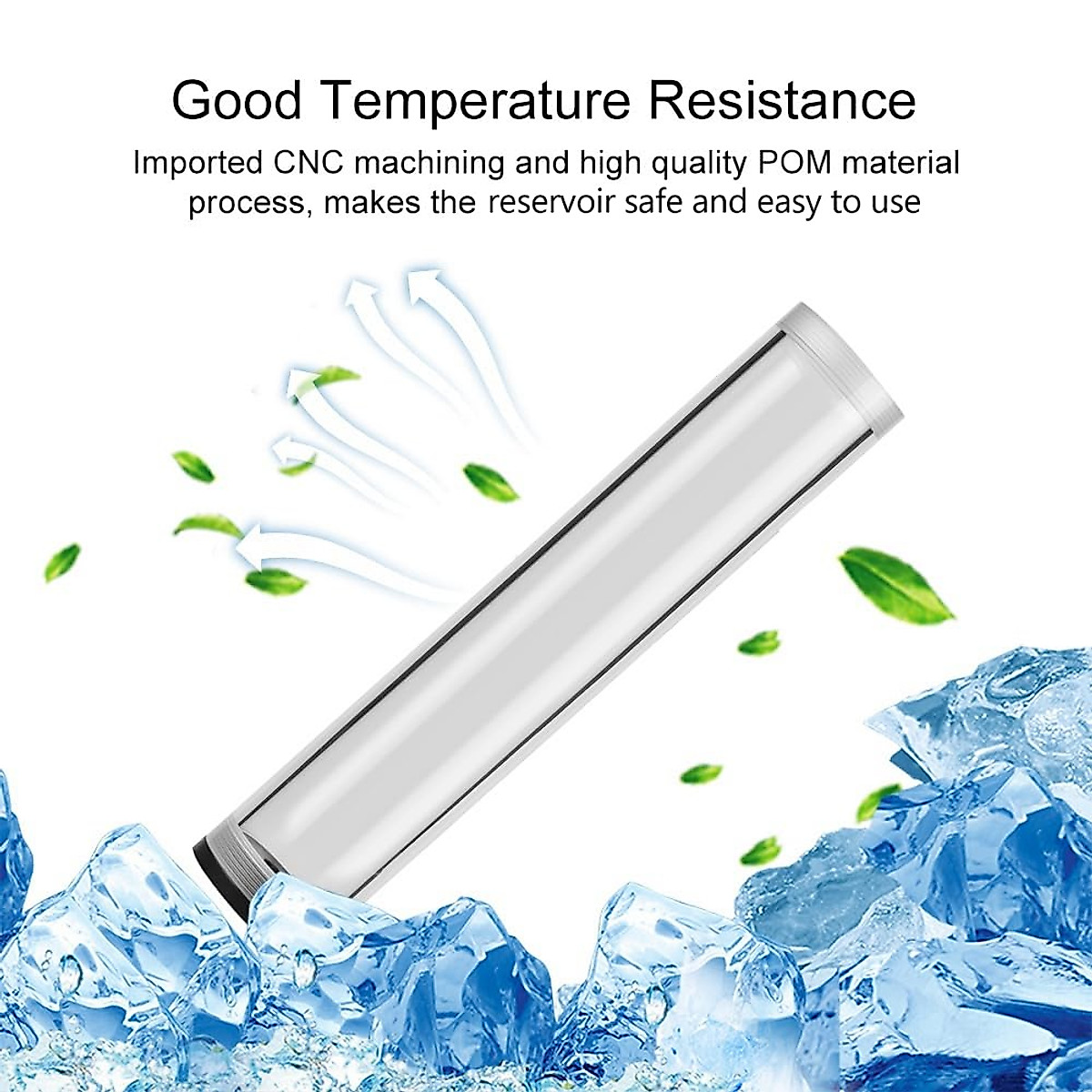 Water Cooling Reservoir, PC Water Reservoir 190mm*50mm Diameter G1/4'' POM Cylindrical CPU Water Cooler Reservoir System Heat Sink Kit Cooling Acrylic Water Reservoir for PC