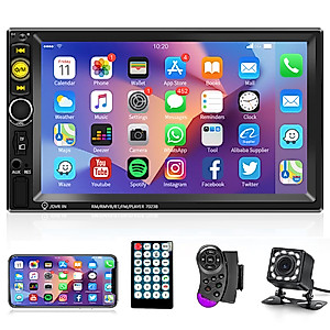 Double Din Car Stereo Car Radio with Bluetooth 7 Inch Touch Screen FM Radio Mirror Link USB 2 Din Car Audio Receiver Remote Control Steering Wheel Control Backup Camera
