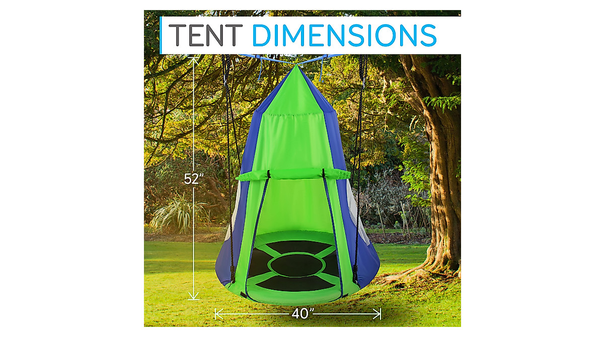 SereneLife Kids Hanging Tent Swing – Outdoor Saucer Swing for Kids