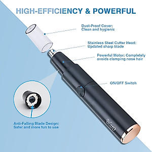 Nose and Hair Trimmer,2023 Professional Painless Nose Hair Removal Clipper for Men and Women,Electric Dual-Edge Stainless Steel Blades Mute Motor Facial Hair Trimmer Easy to Clean