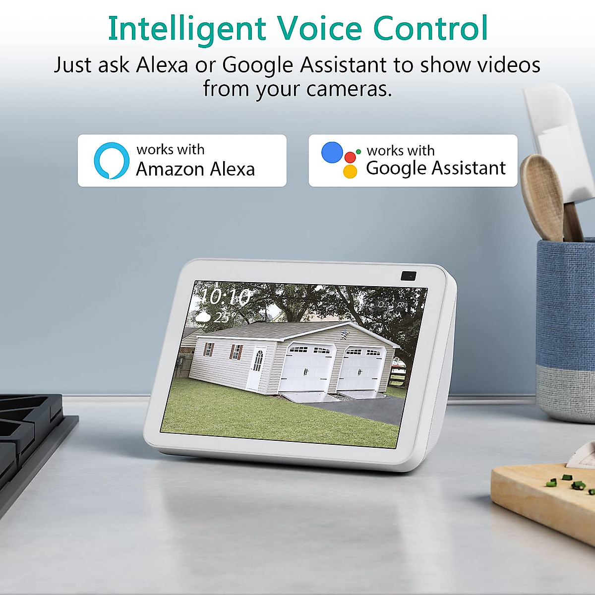 Security Camera Outdoor, 1080p Outside Surveillance Front Door IP Smart Cam with Night Vision, Motion Detection Sensor, Home CCTV for Phone App, Compatible with Alexa