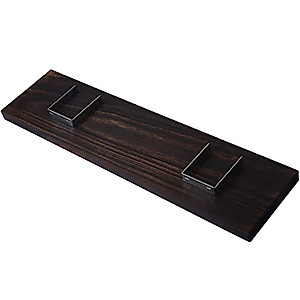 YYWUOJJ Rustic Wood Floating Shelves for Wall Decor Farmhouse Hanging Wall Shelves for Bathroom Kitchen Living Room Bedroom, Set of 4 Walnut 24 Inch