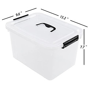 Bblina 10 Liters Clear Storage Boxes, Plastic Organizer Tote Bins Set of 6