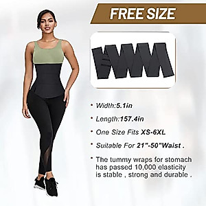 Waist Trainer for Women , Plus Size, Waist Wrap, Belly Band , Waist Wraps For Stomach & Non-Slip Pro Size Black