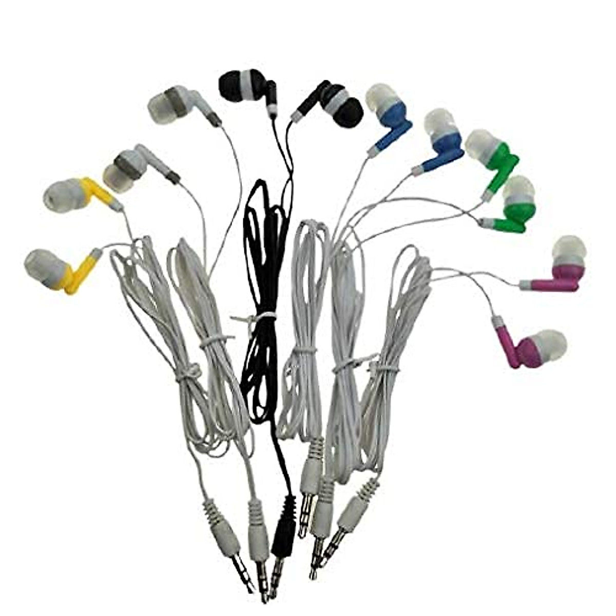 Deal Maniac 25 Pack Multi Color Kid's Wired Earbud Headphones, Disposable Earbuds, Individually Bagged, Perfect for Students in Classroom Libraries Schools, Bulk Wholesale