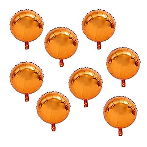 10 Pcs Round-Shaped Balloons 18 Inch Orange Foil Balloon Mylar Balloon Happy Birthday Balloons