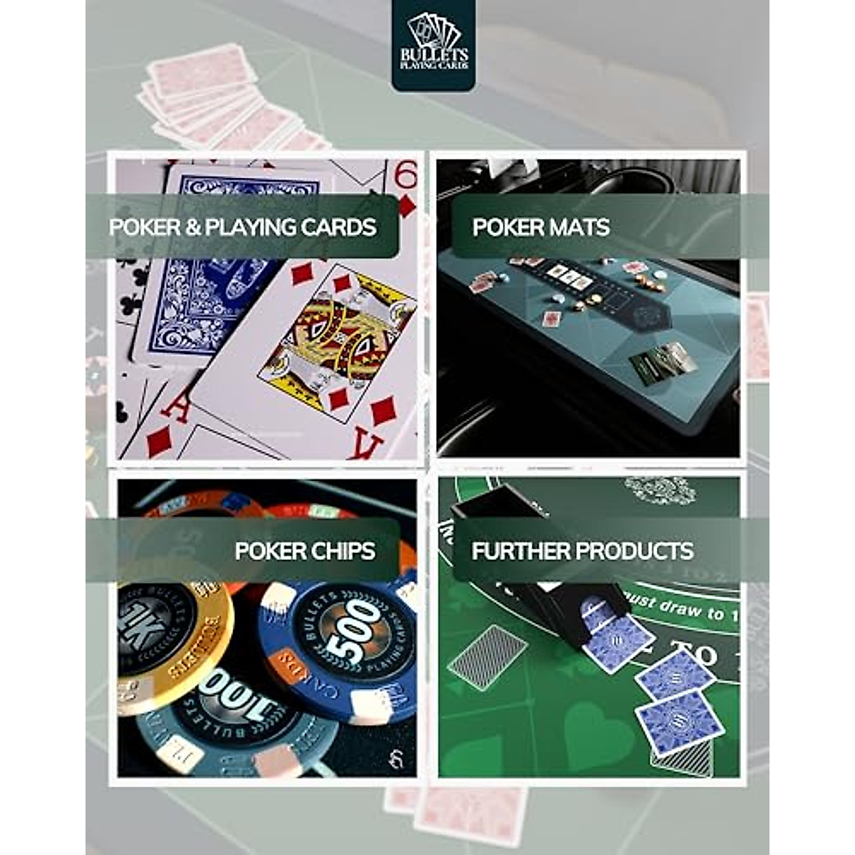 Bullets Playing Cards – Two Decks of Poker Cards – Waterproof Plastic – Easy to Read & Great Feel - Jumbo Index & Four Pips – Including Cut-Card – Professional Playing Cards for Texas Holdem Poker