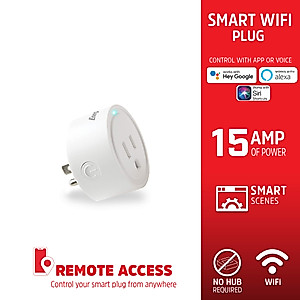 Energizer Connect Smart WiFi Plug, Mobile Connect App Enabled, Voice Controlled, Alexa, Echo, Siri, Hey Google Enabled, No Hub Required, Mini Outlet 15-Watt, 2.4GHz, ETL & FCC Certified