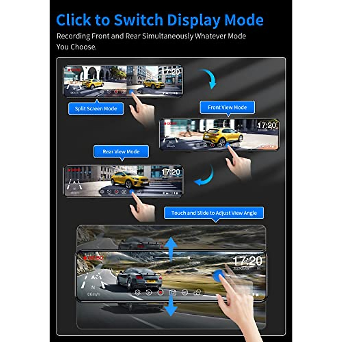 JOMISE Mirror Dash Cam with Detached Dual Camera,11" Full HD 1080P Front and Rear View Mirror Camera,Back up Cameras for Cars and Trucks,Night Vision,Parking Monitor, Free 32GB Card & GPS T860S