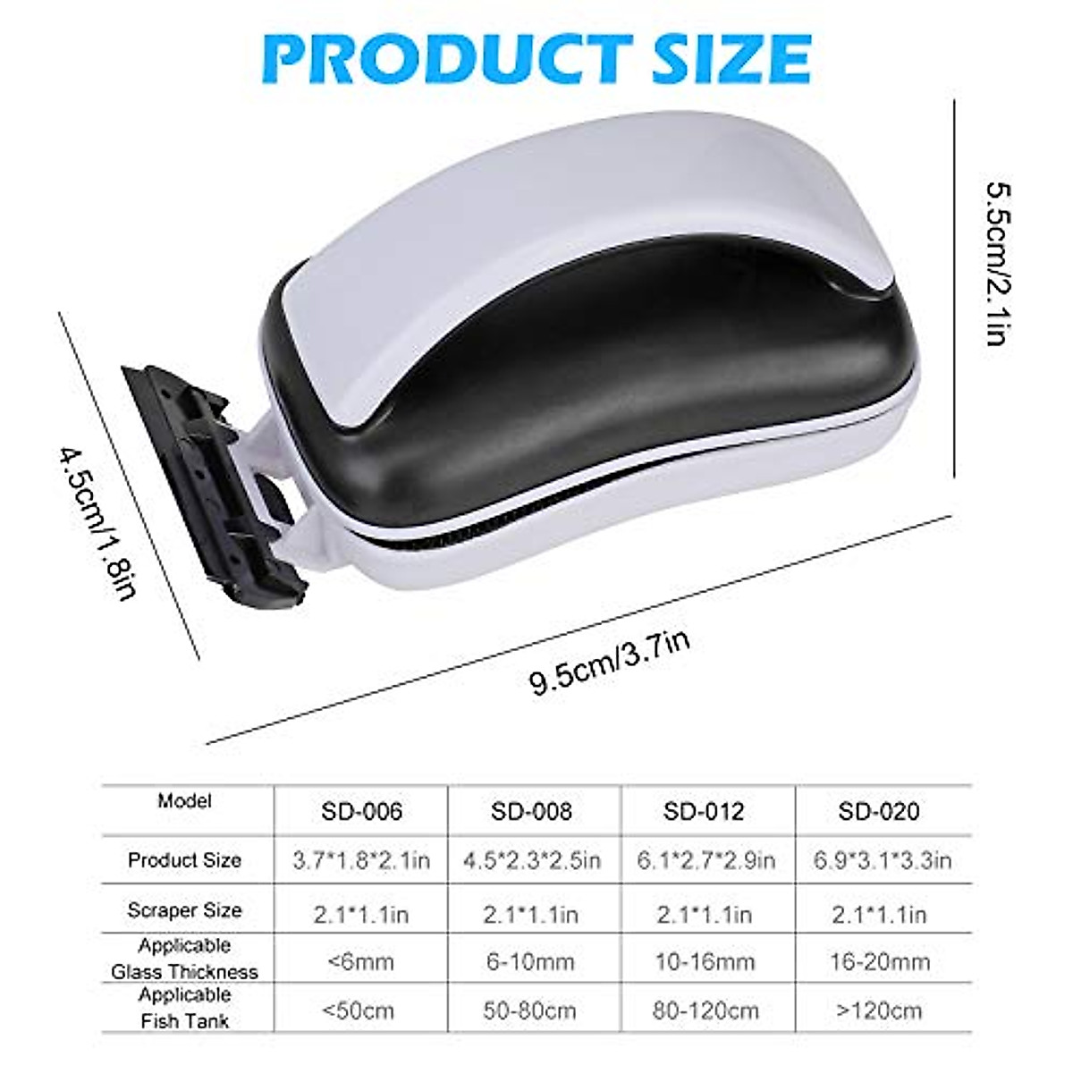 SWETOR Fish Tank Magnetic Glass Cleaner,Aquarium Glass Cleaner Magnet,Fish Tank Cleaning Tools with Scraper.(Large)