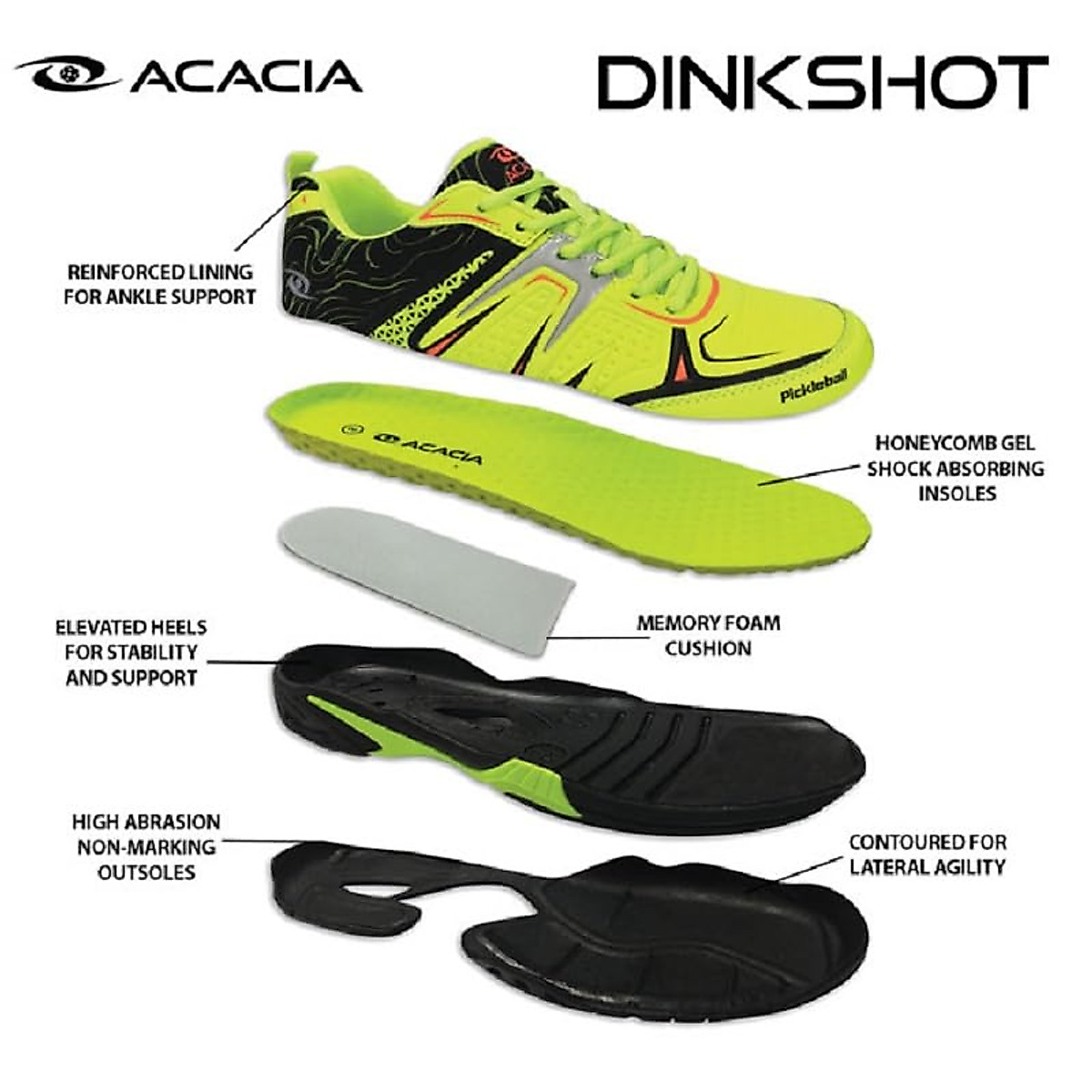 ACACIA DINKSHOT II Pickleball Shoes, White/Royal, 9.5 Women/8 Men
