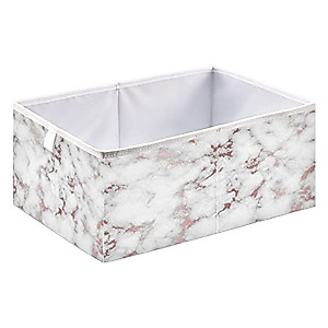 ALAZA Collapsible Storage Cubes Organizer,Marble with Rose Gold Storage Containers Closet Shelf Organizer with Handles for Home Office