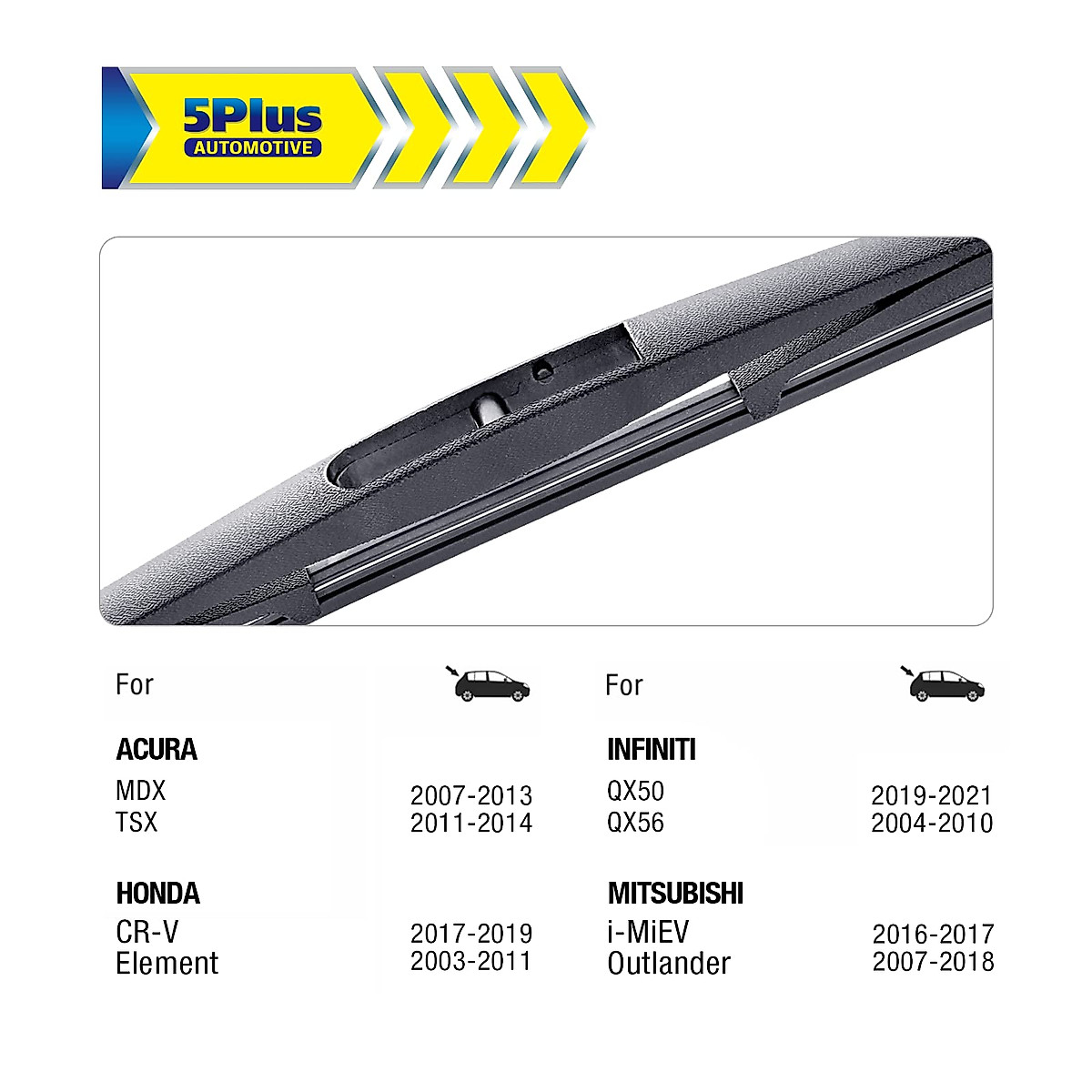 5 PLUS® 12 Inch Rear Wiper Blade Replacement Generic filter for Honda CRV 2022-2017 Element 11-03/Nissan Murano 2024-2009 Armada 23-05 Pathfinder 12-04 Rear Windshield Wiper Blade(12-B)