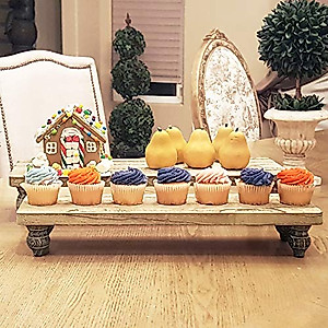 Ikee Design 2 Pcs Set Wooden Display Riser, Wood Cupcake Dessert Display Riser, Countertop Dessert Serving Stand Wood, Cake Display Riser Stands Wood