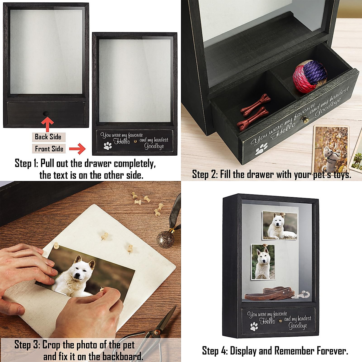 TJ.MOREE Dog Memorial Gifts - You were My Favorite Hello and My Hardest Goodbye Remembrance Picture Frame Shadow Box - Pet Sympathy Gifts for Loss of Dog