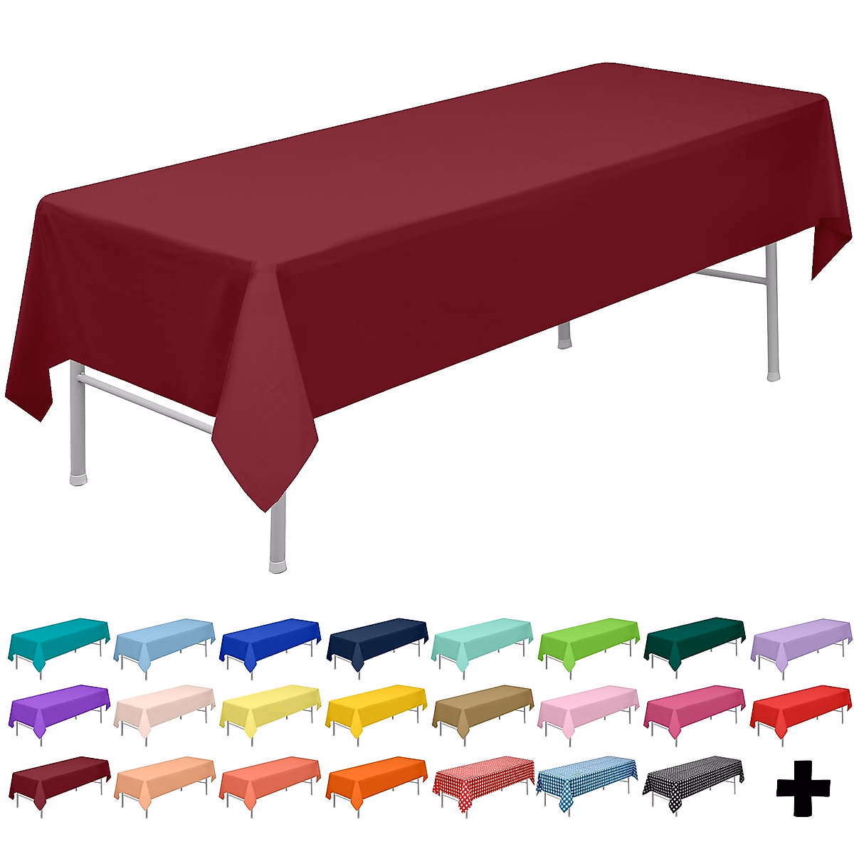 PARTY ULYJA Burgundy Tablecloths Plastic 3-Pack Premium 54 Inches x 108 Inches Disposable Table Covers Decorative Table Cloths for Rectangle Tables