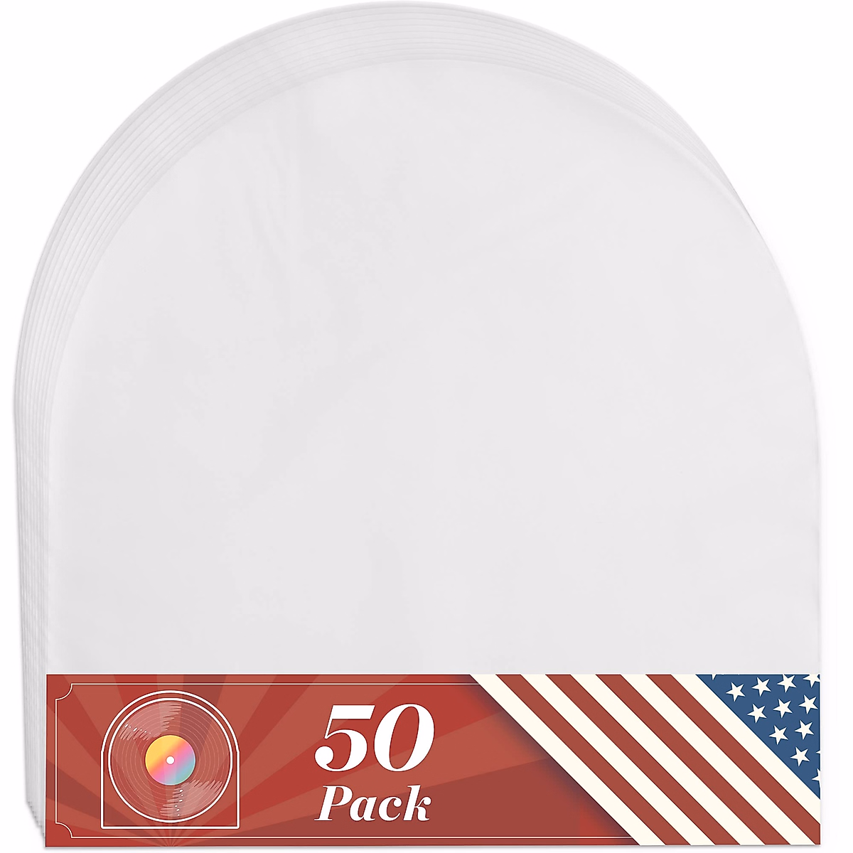 Claev 50 Inner Record Sleeves for 33 LP Vinyl Records (12 inch, U-Shape, Translucent), No Bunching Anti Static Protective Covers for Album Storage