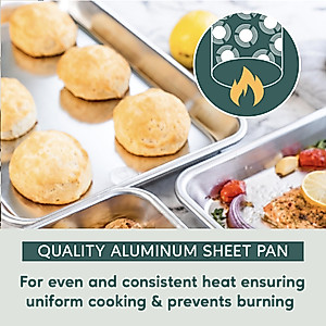 Ultra Cuisine Baking Sheet Pan Set of 2- Professional Bakeware for Roasting, Cooking & More - Food Safe, Warp Resistant, Bake Trays for Oven - Rimmed Half Cookie Sheets for Baking (Aluminum 18 x13")