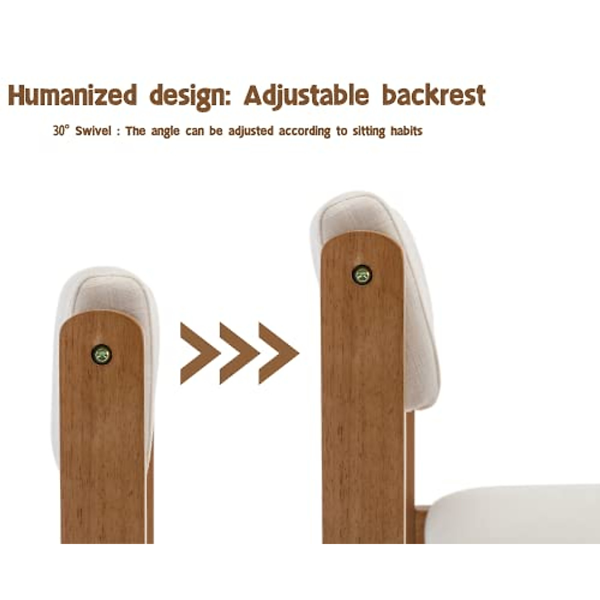 CIMOTA Mid Century Modern Dining Chairs Set of 4, Fabric Linen Kitchen Chairs Upholstered Farmhouse Dining Room Chairs Armless Side Chairs with Adjustable Back/Wood Frame, Beige