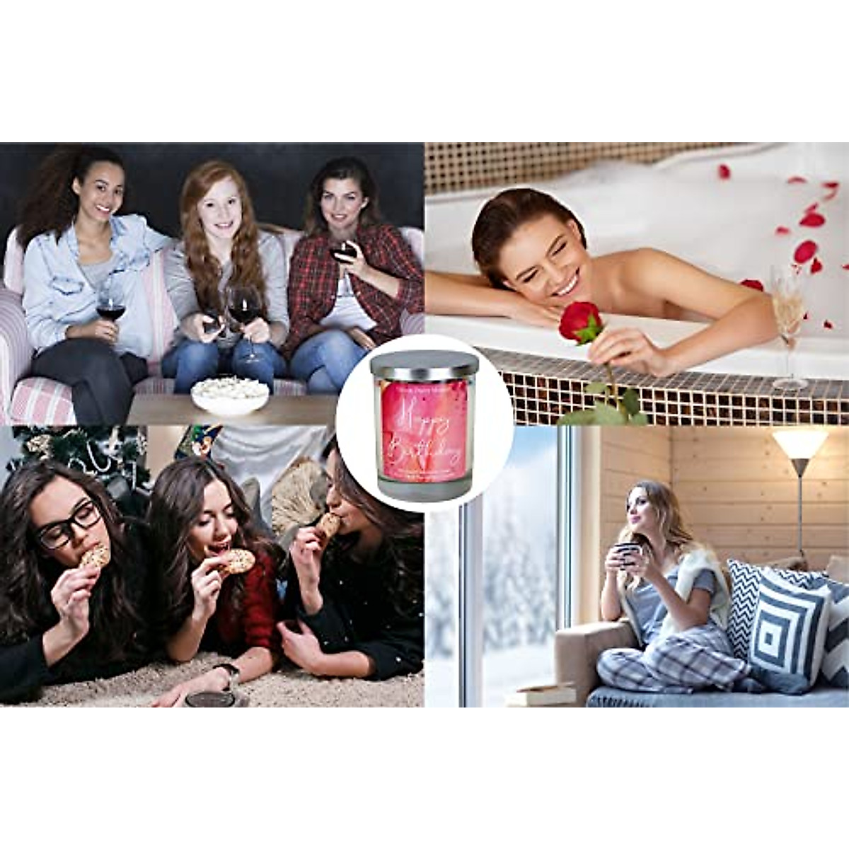 Happy Birthday Candle with Sprinkles, Birthday Cake Scented Candles for Women, Girlfriend, Best Friends, Female, Buttercream Vanilla Cake, Friendship Gift for Mom, Sister, Aunt, Coworker, Boss (Pink)