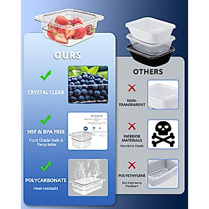 SVKLHY 1/9 Size 4 Inch Clear NSF Polycarbonate Food Pan-9 PCS[Food Grade][Hot&Cold Resistant] Commercial Food Pans with Lids, Restaurant Food Storage Containers Hotel Pan(BPA-FREE)